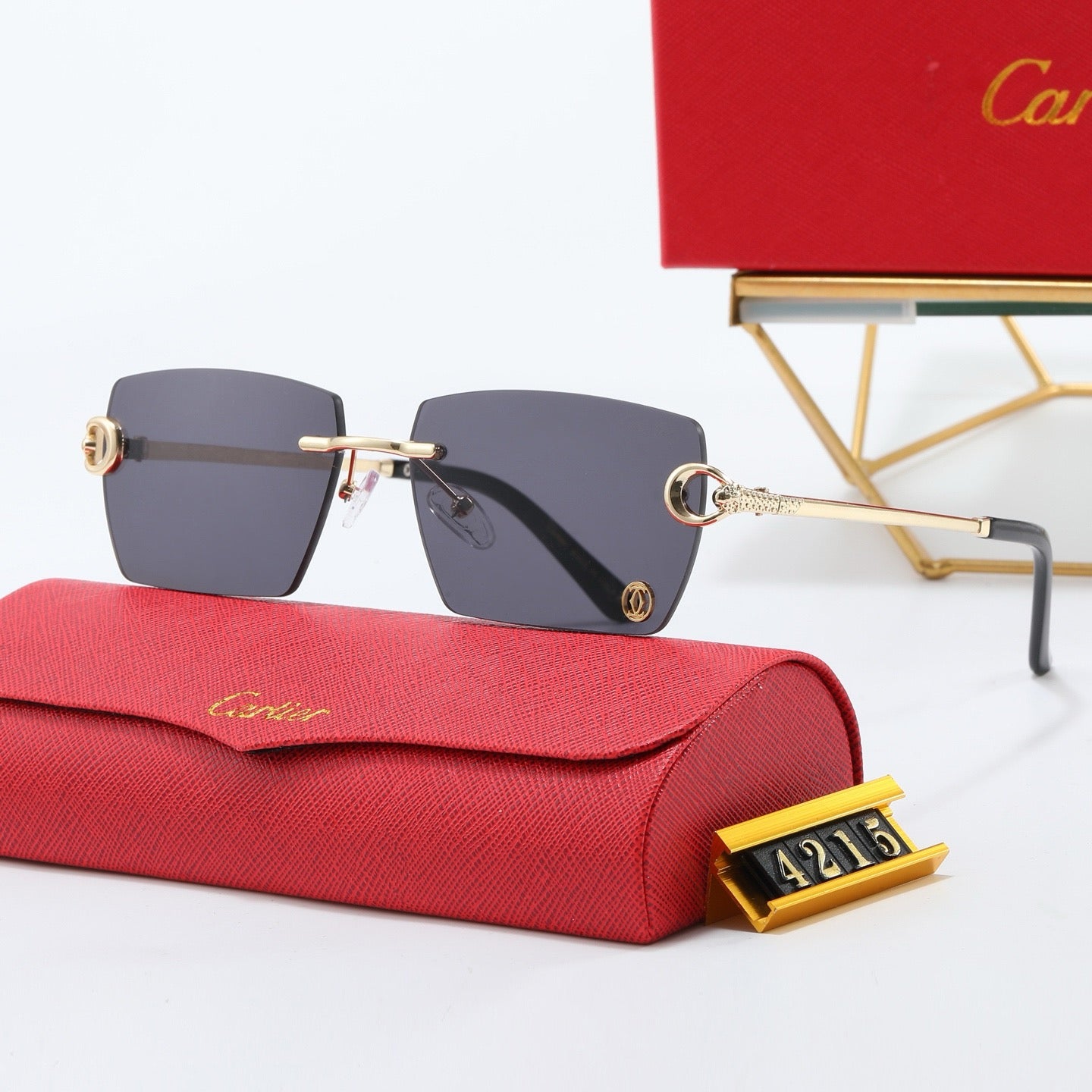 Cartier 4215 Panther Temple Luxury Rimless Sunglasses – Jilpop